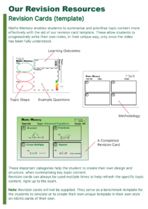 Revision Cards – Maths Memory